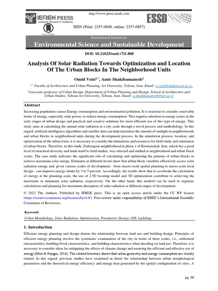 Analysis of Solar Radiation Towards Optimization and Location of The ...
