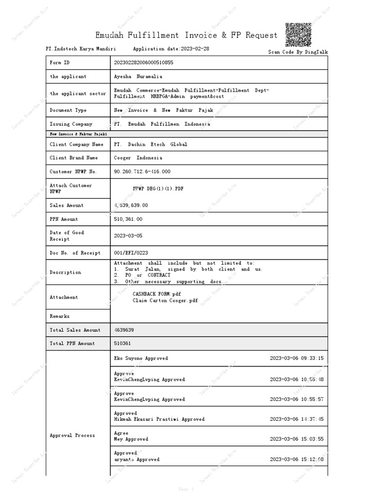 Ayesha Nuramalia's Emudah Fulfillment Invoice & FP ...