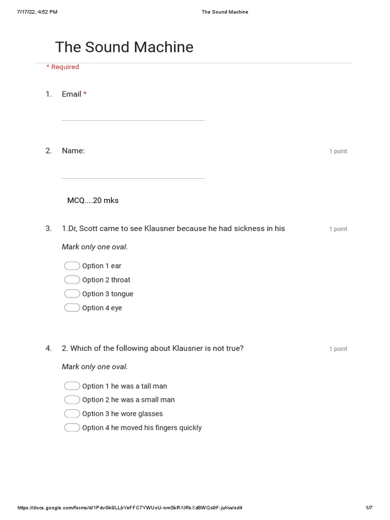 The Sound Machine Quiz Questions | PDF