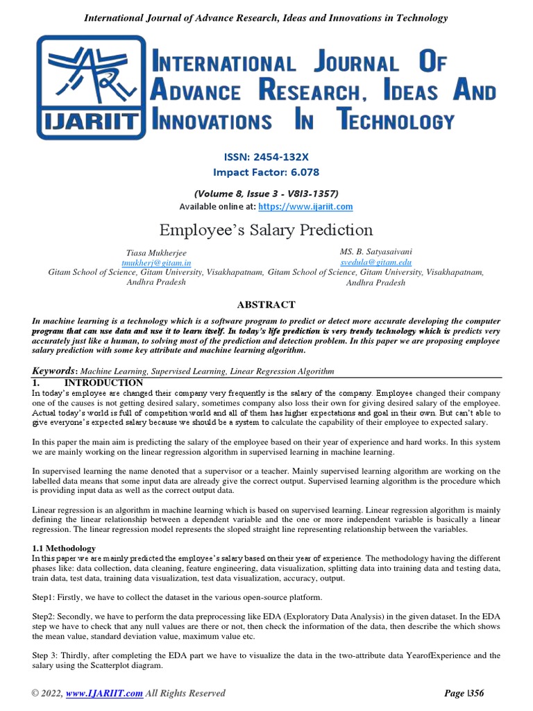 Salary Prediction | PDF | Machine Learning | Regression Analysis