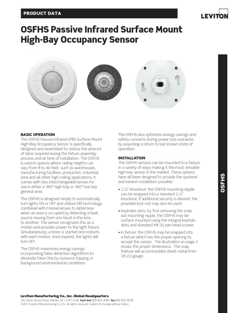 Leviton Highbay Occupancy Sensor | PDF | Relay | Electromagnetism