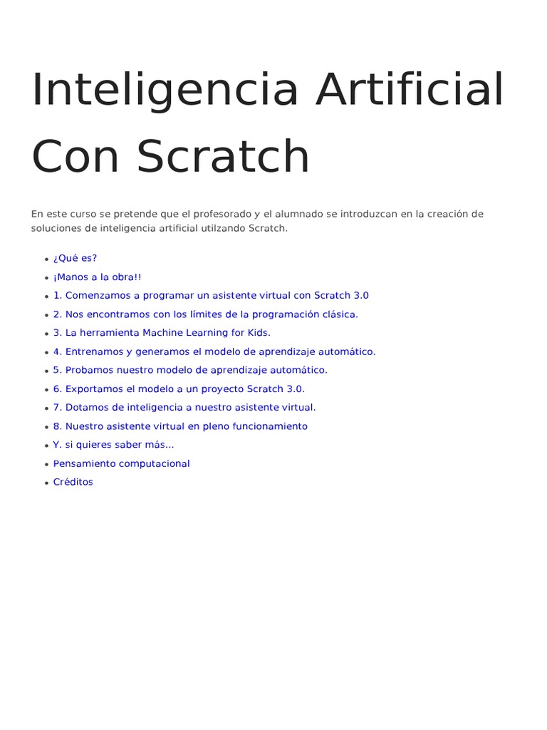 Inteligencia Artificial con Scratch 3.0 | PDF | Scratch (lenguaje de ...