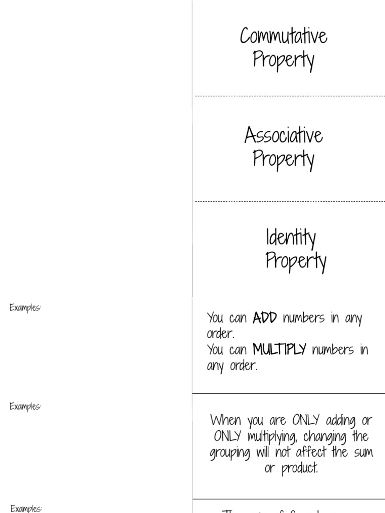 Properties of Numbers Foldable CJ | PDF