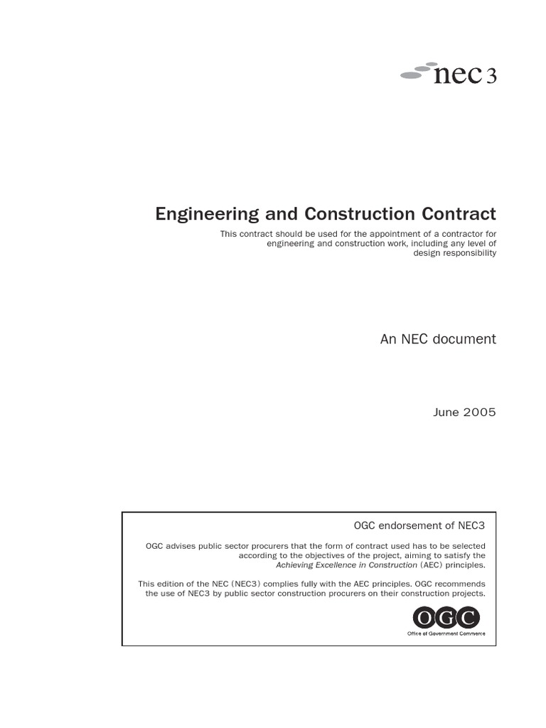 NEC3 Engineering and Construction Contract - June 2005 PDF | PDF ...