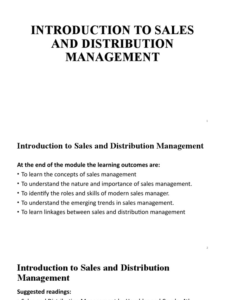 Introduction To Sales and Distribution Management | PDF | Sales | Marketing