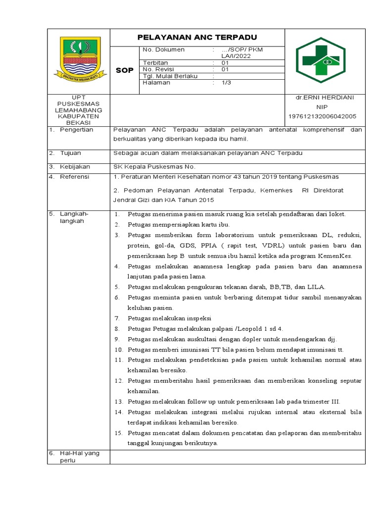 SOP Anc Terpadu 2023 New | PDF