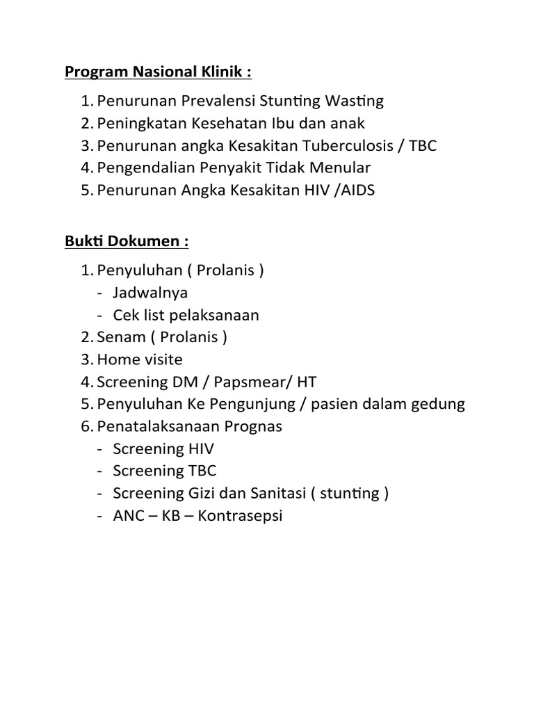 Program Nasional Klinik Pratama 2023 | PDF