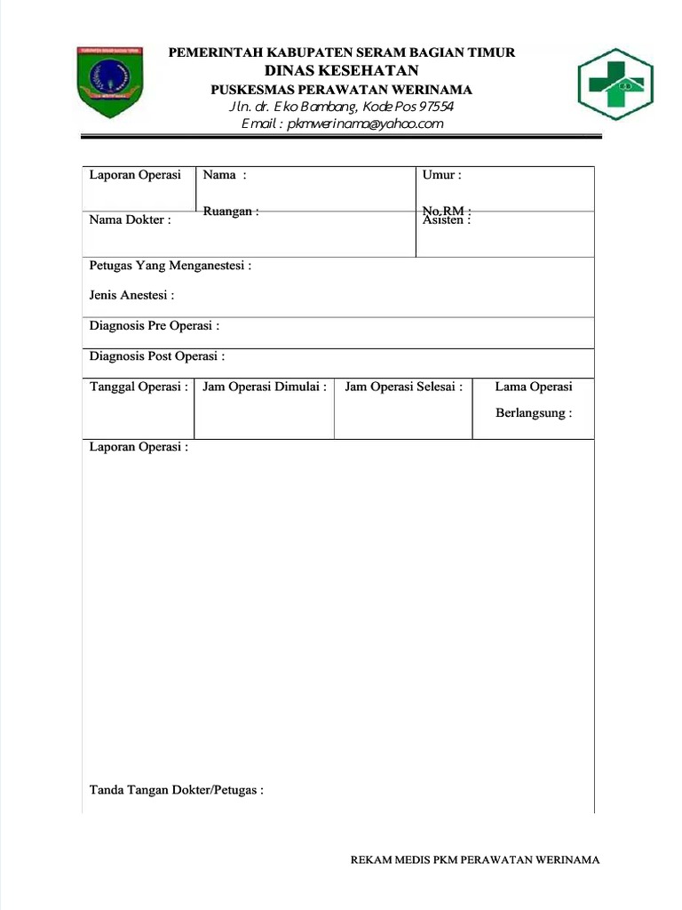 Form Laporan Operasi | PDF