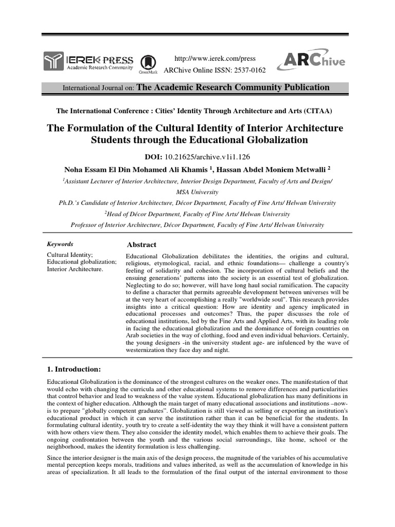 The Formulation of The Cultural Identity of Interior Architecture ...