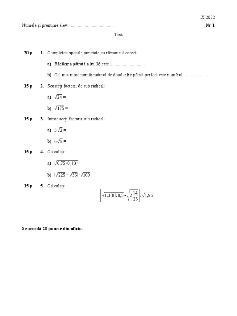 1 Test Radicali | PDF
