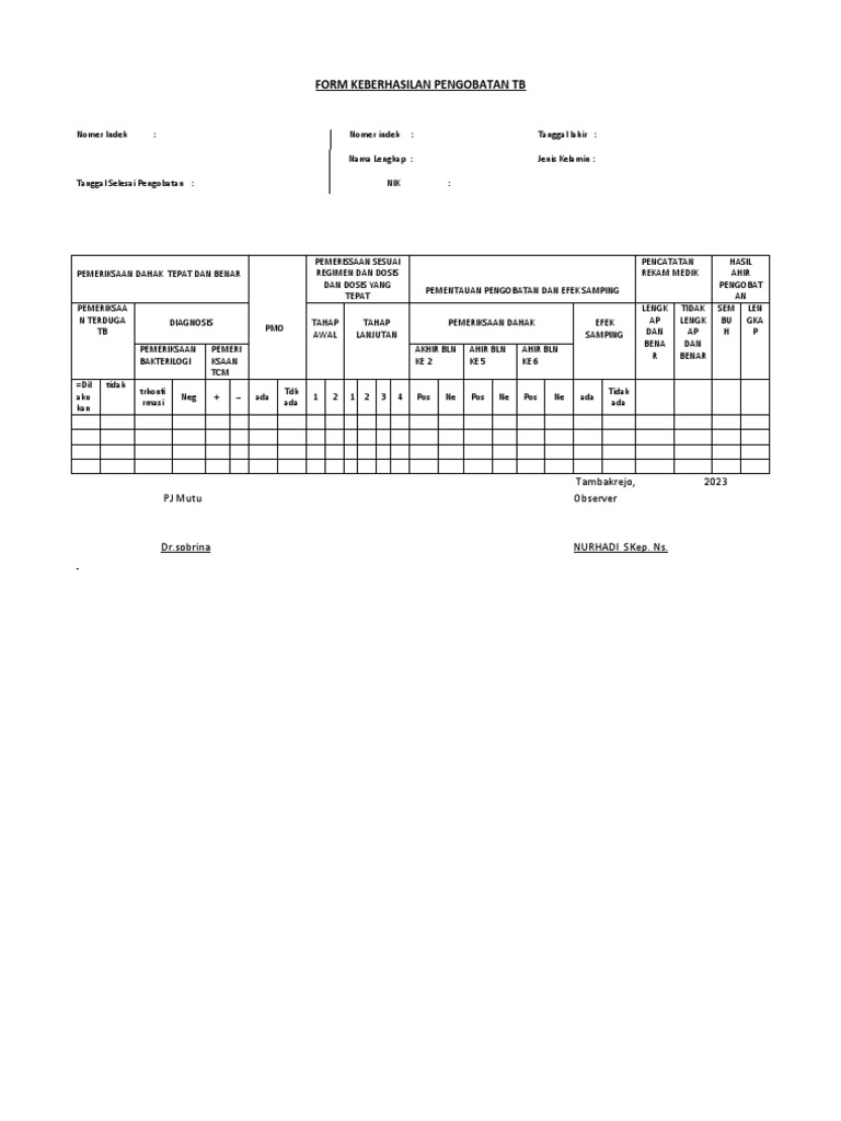 Form Inm TB Baru | PDF