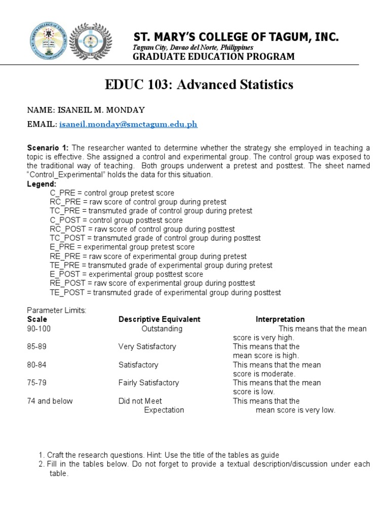 Monday, Isaneil M. (Examination Answer) | PDF | P Value | Statistical Significance