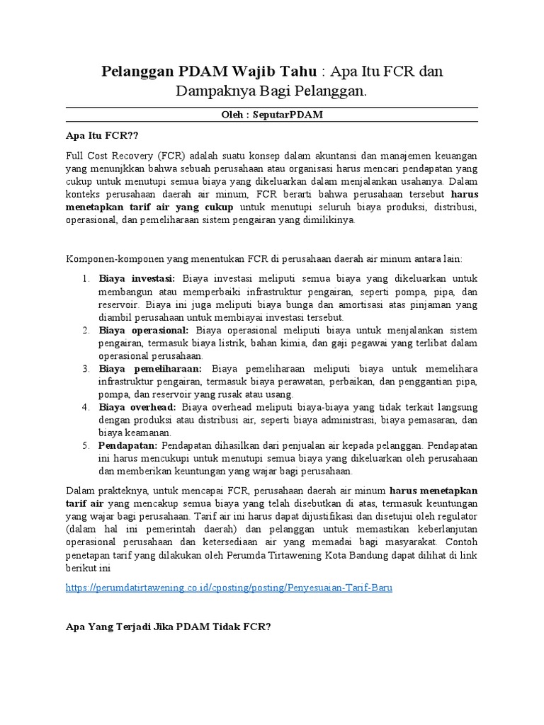 Artikel PDAM 1 - Pelanggan PDAM Wajib Tahu | PDF | Teknologi & Rekayasa Artikel PDAM 1 - Pelanggan PDAM Wajib Tahu | PDF | Teknologi & Rekayasa