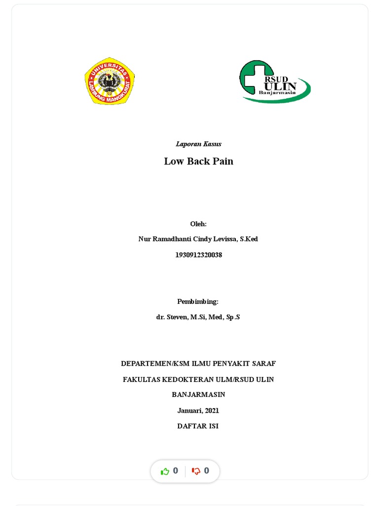 Laporan Kasus Low Back Pain DM Nur Ramadhanti Cindy Levissa - Compress ...