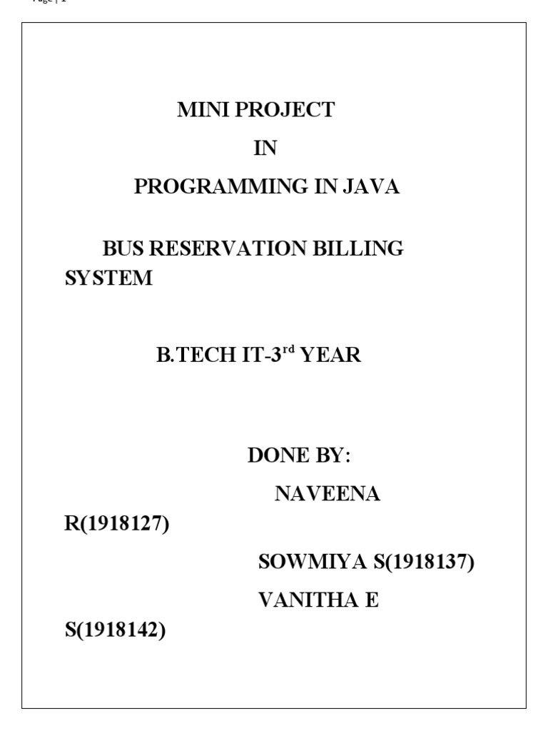 Java Miniproject Pdf Computer Data Information Technology Management