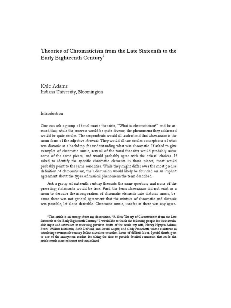 ADAMS Theories of Chromaticism From The Late S | PDF | Interval (Music ...