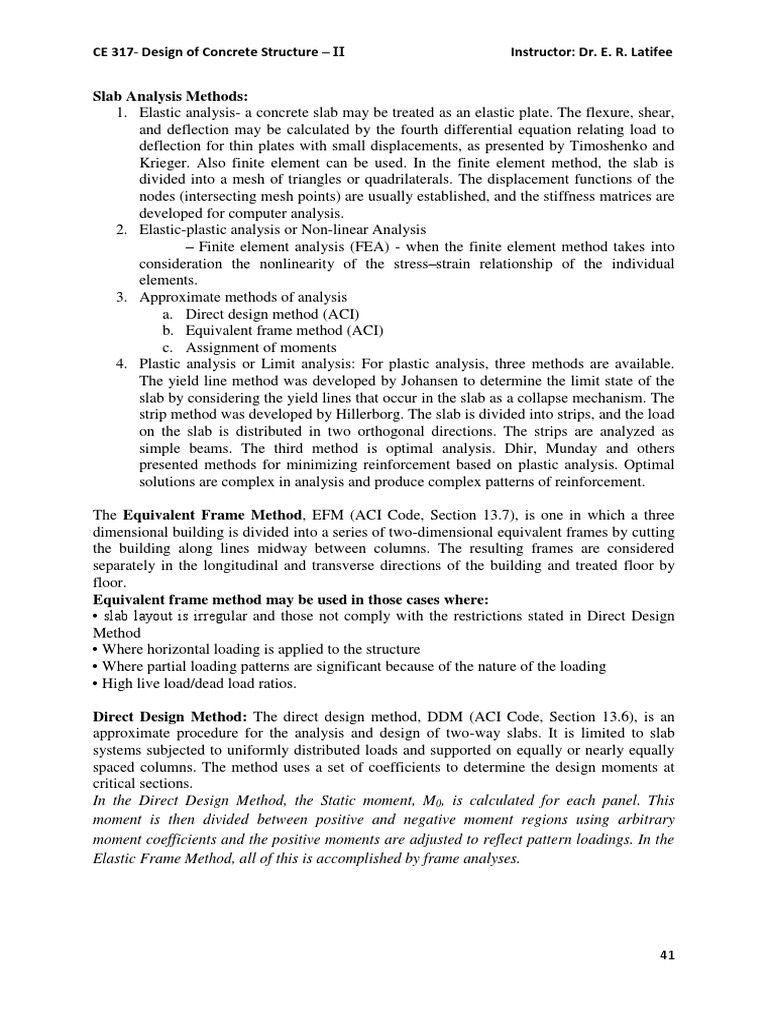 Analysis and Design Methods for Reinforced Concrete Slabs | PDF ...