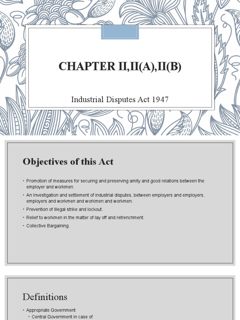 ID ACT 1947 Chapter I, II (A), II (B) | PDF | Tribunal | Employment