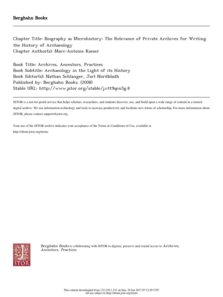 Biography As Microhistory The Relevance of Private Archives For Writing ...