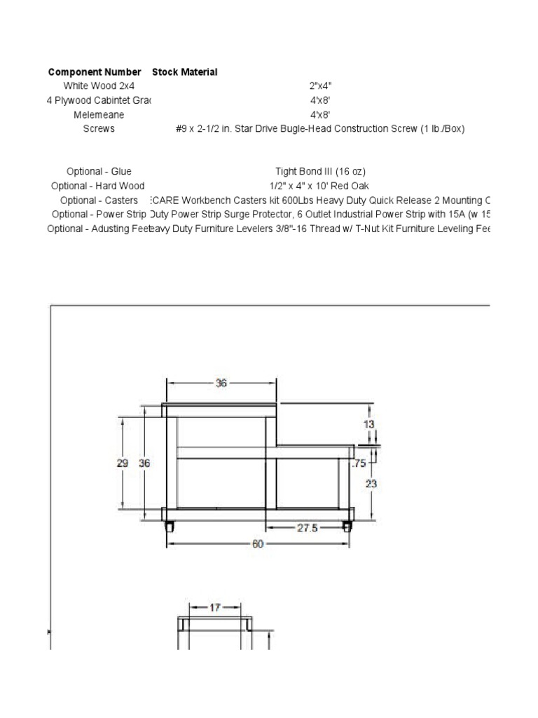 DIY Workbench Materials List | PDF