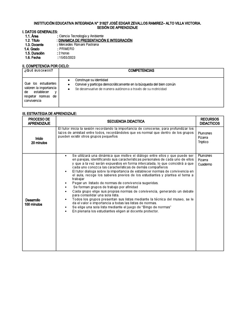Sesion 1 Tutoria | PDF | Aprendizaje | Ciencia cognitiva