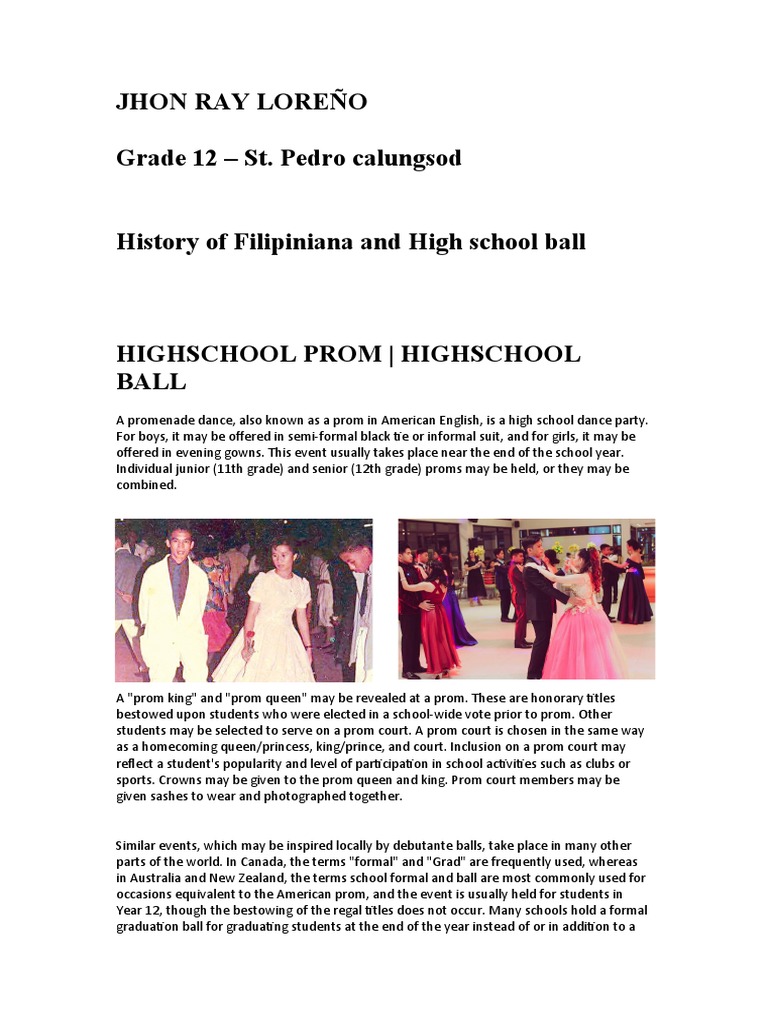 HIGHSCHOOL PROM and FILIPINIANA | PDF | Prom | Clothing