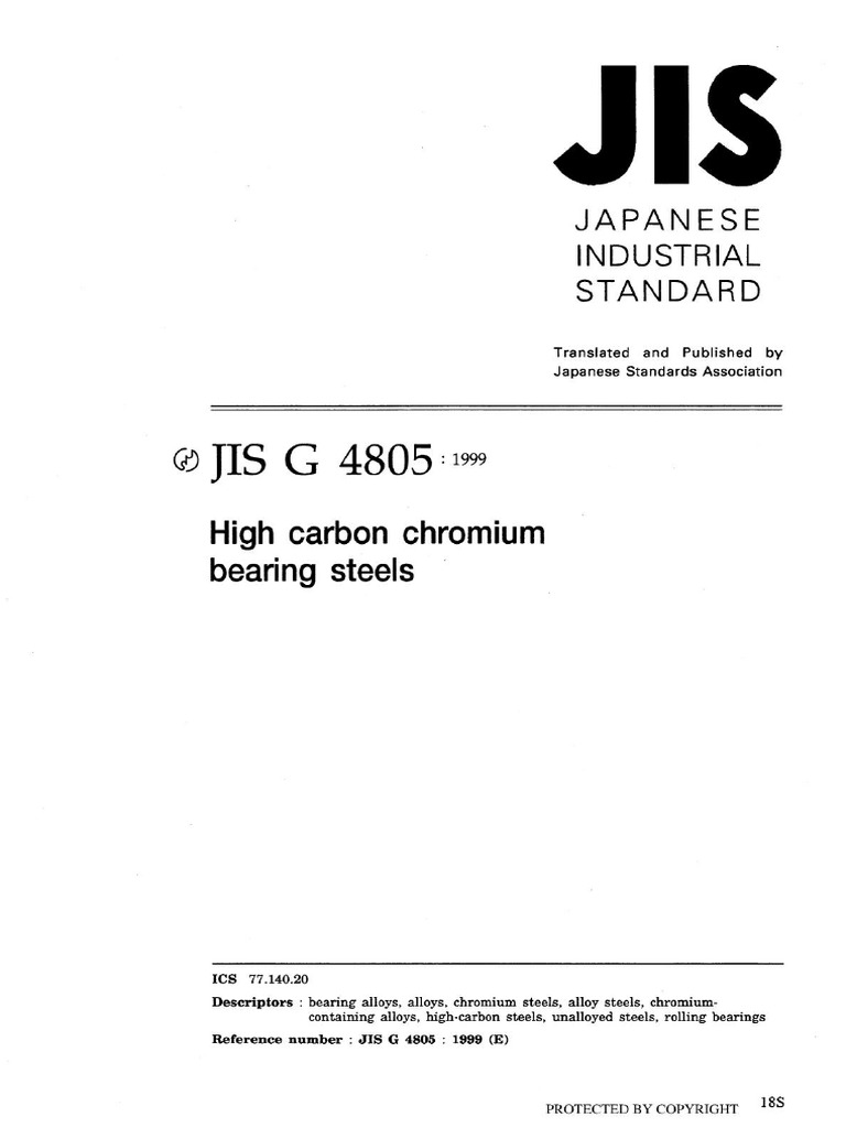 JIS G4805 - 1999 High Carbon Chromium Bearing Steel | PDF