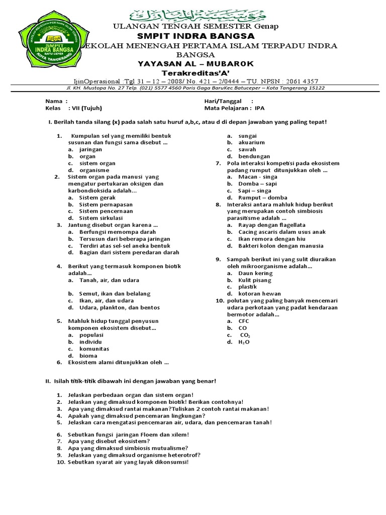 Soal Uts Ipa SMSTR 2 | PDF