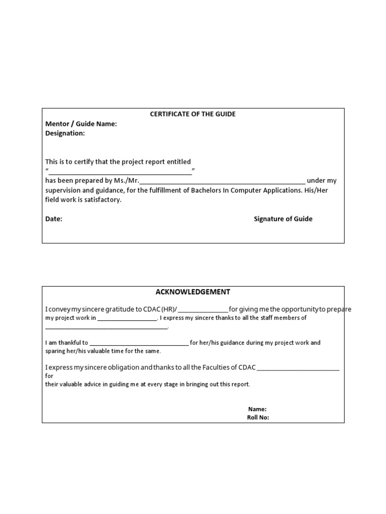 Project Guidelines Bca 6th Sem | PDF