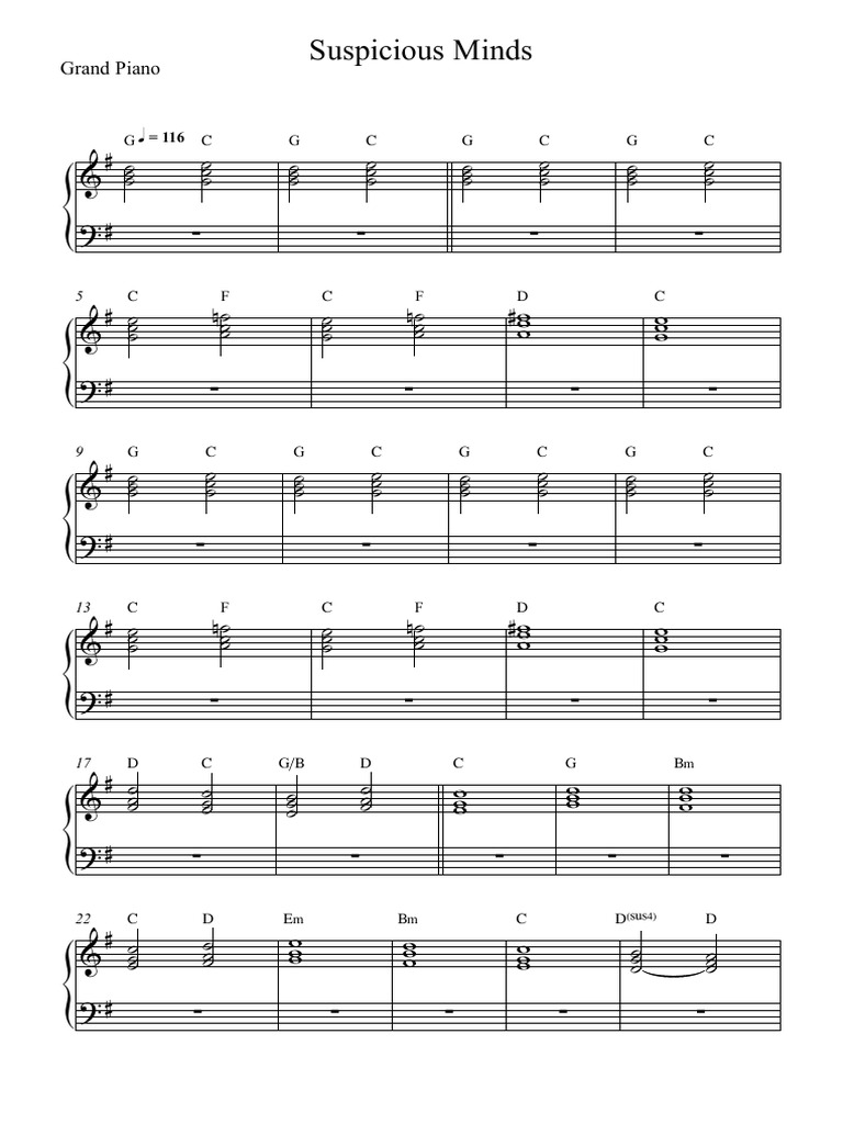 Suspicious Minds Piano | PDF