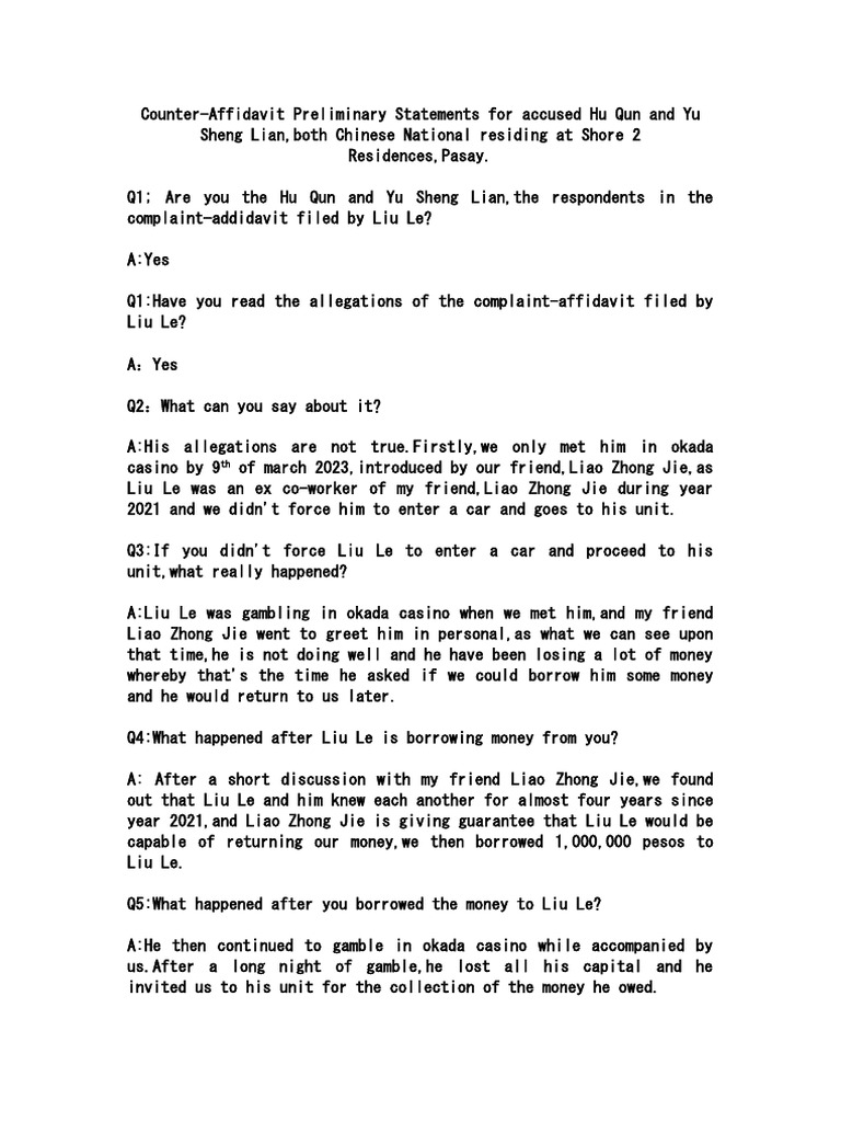 Counter Affidavit | PDF Counter Affidavit | PDF