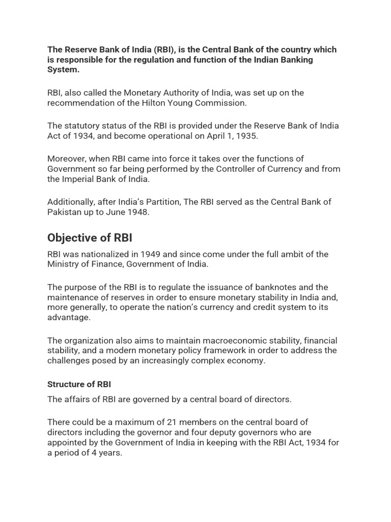 Functions of RBI | PDF | Reserve Bank Of India | Banks Functions of RBI | PDF | Reserve Bank Of India | Banks