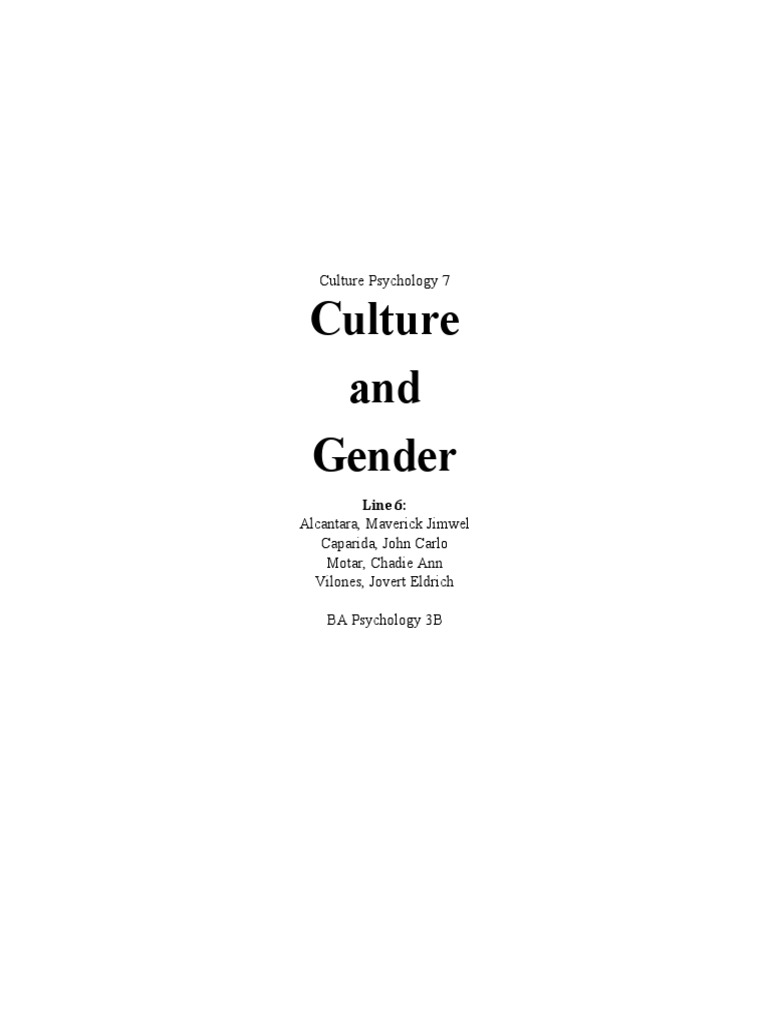 Culture Psychology Culture and Gender | Download Free PDF | Gender Role ...