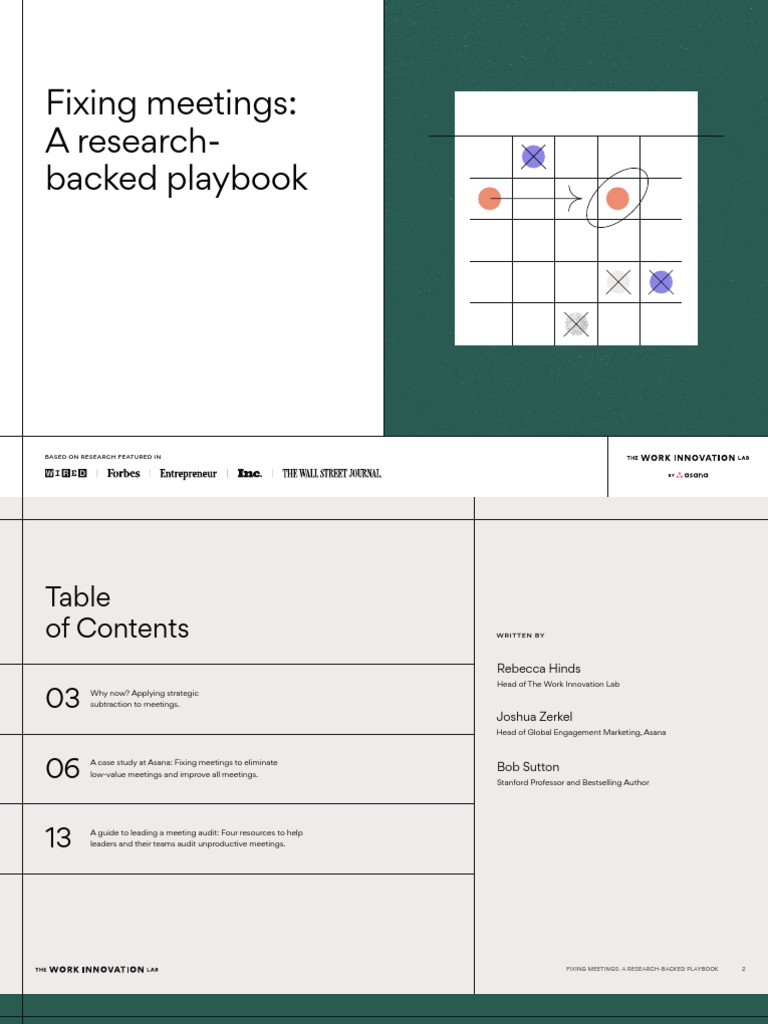 Fixing Meetings - Playbook - Work Innovation Lab PDF | PDF | Cognition ...