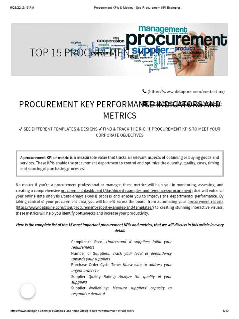 Key Procurement KPIs and Metrics Guide | PDF | Performance Indicator ...