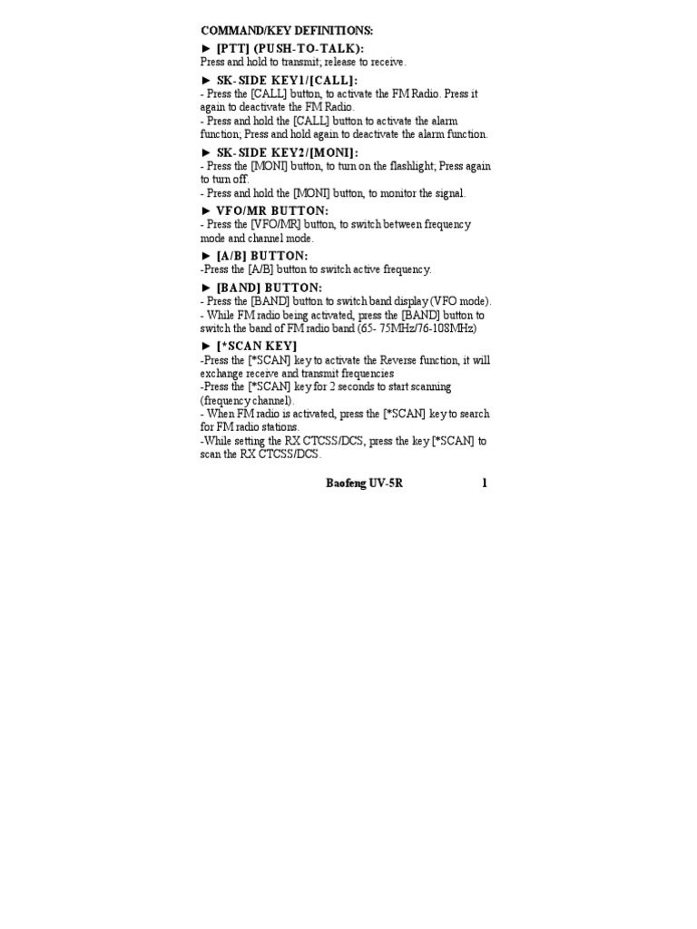 Baofeng UV-5R - Reference 4x6 | PDF | Telecommunications ...