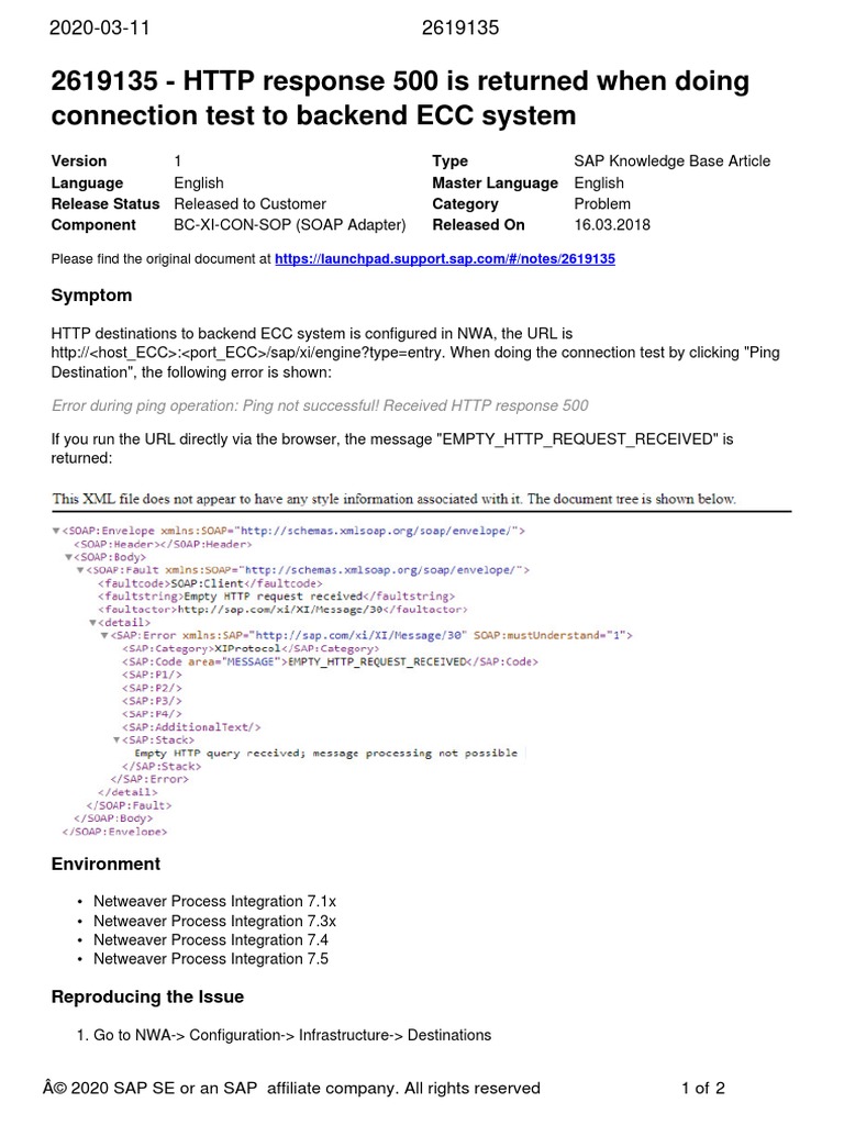 HTTP Response 500 Is Returned When Doing Connection Test | PDF ...