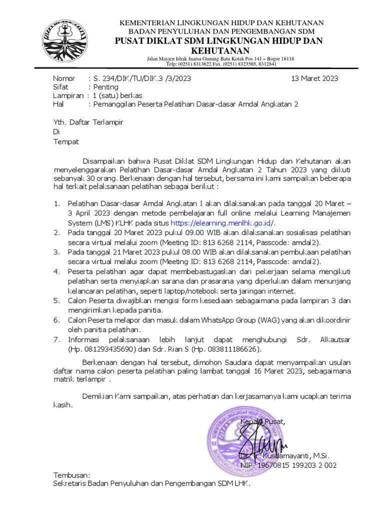 Surat Pemanggilan Dasar Amdal 2 | PDF