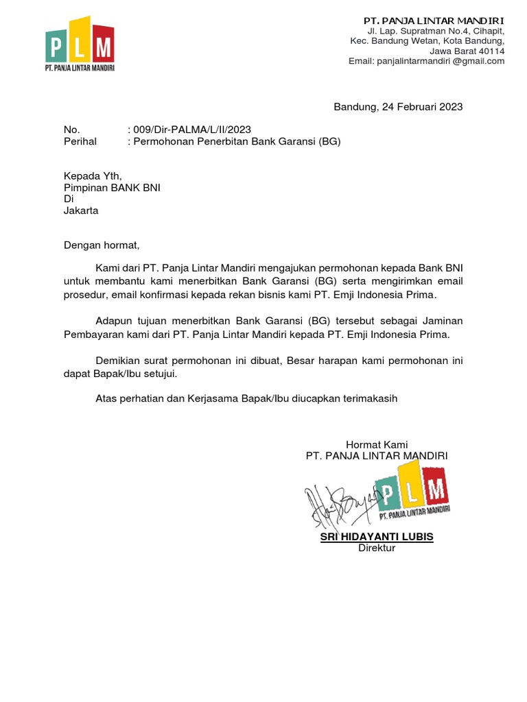 SURAT PERMOHONAN Ke BAN | PDF