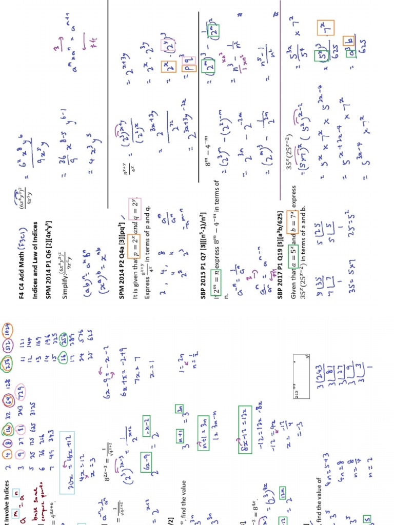 F3 C1 Indices Add Math Spm Pass Year Ans Pdf