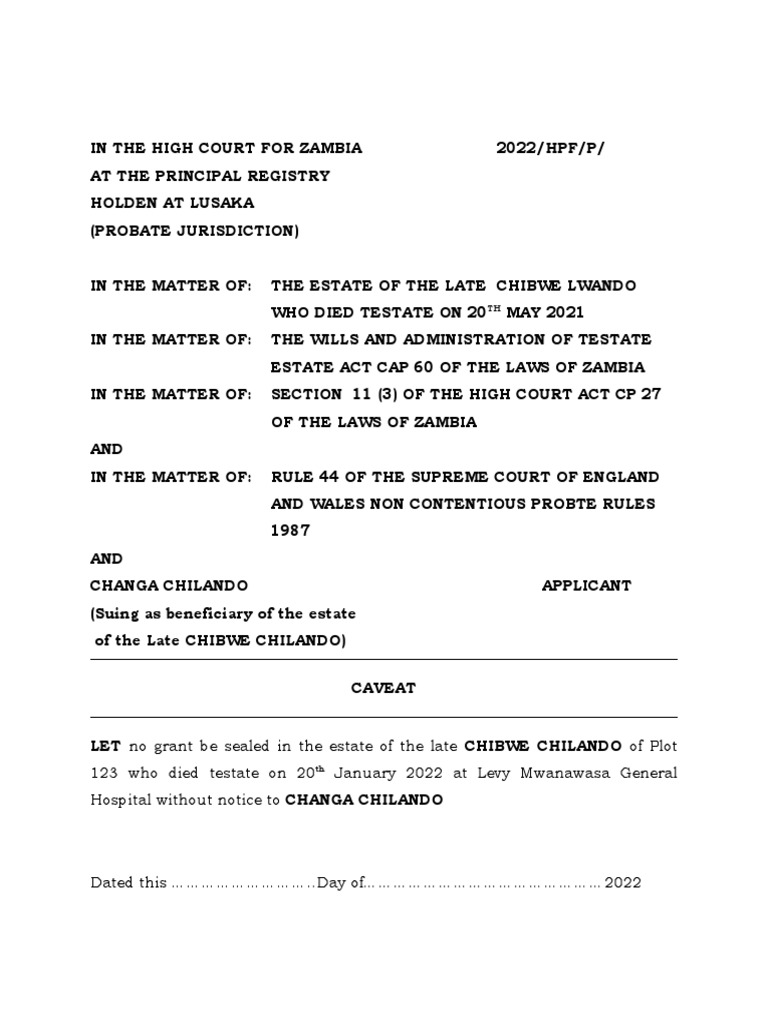 Caveat and Citation 1 | Download Free PDF | Probate | Legal Documents
