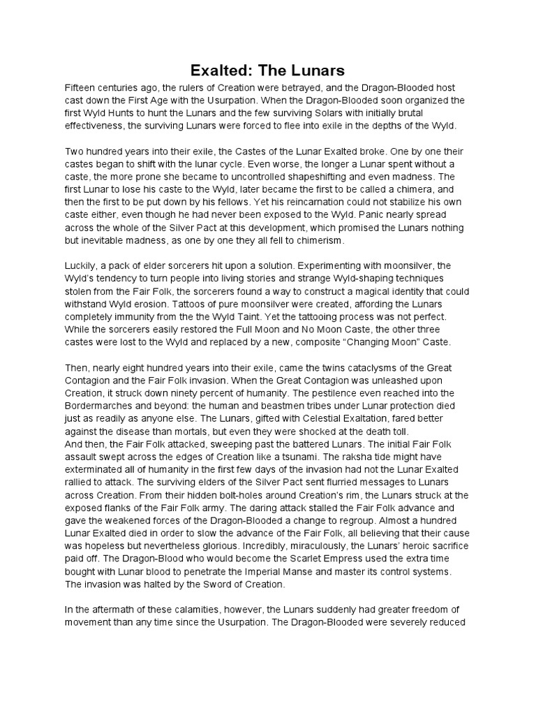 Exalted: The Lunars | PDF | Moon | Instinct