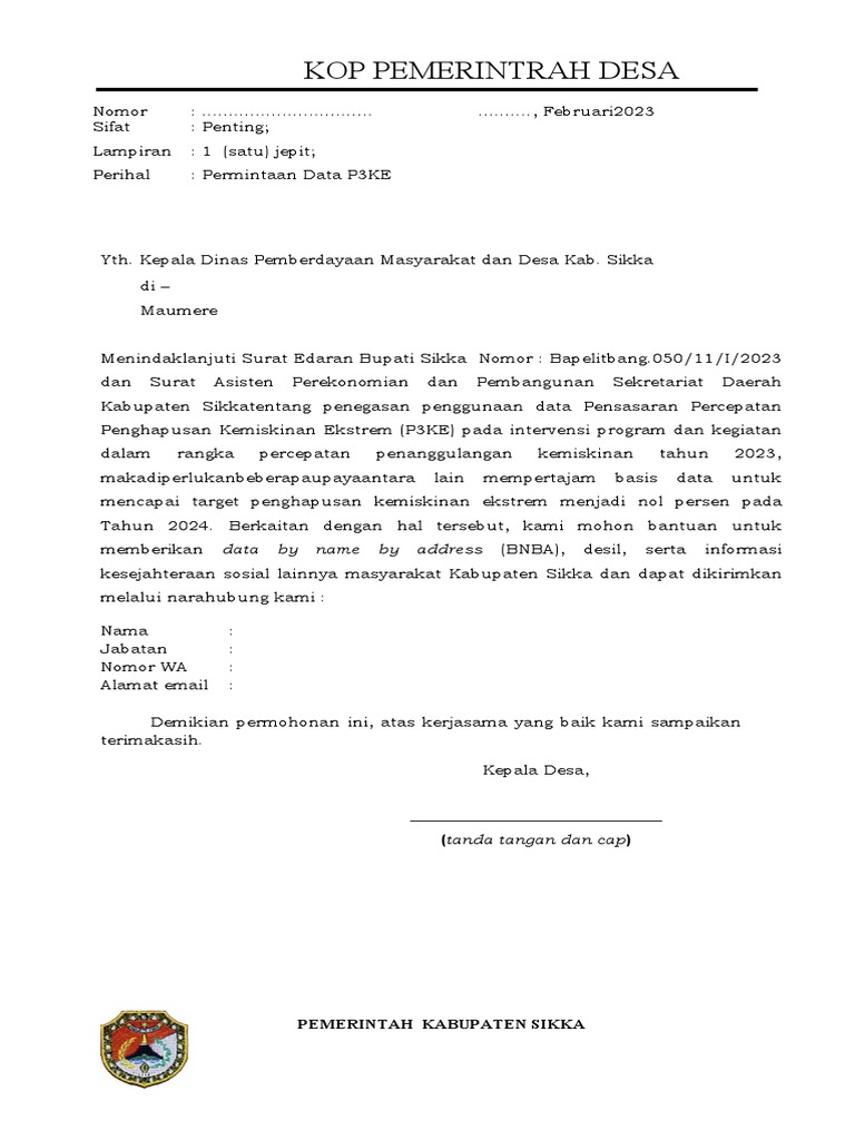 Permohonan Data P3ke | PDF