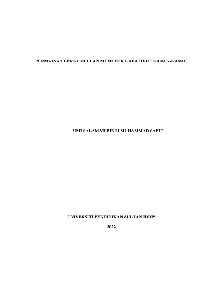 Permainan Berkumpulan Memupuk Kreativiti Kanak | PDF