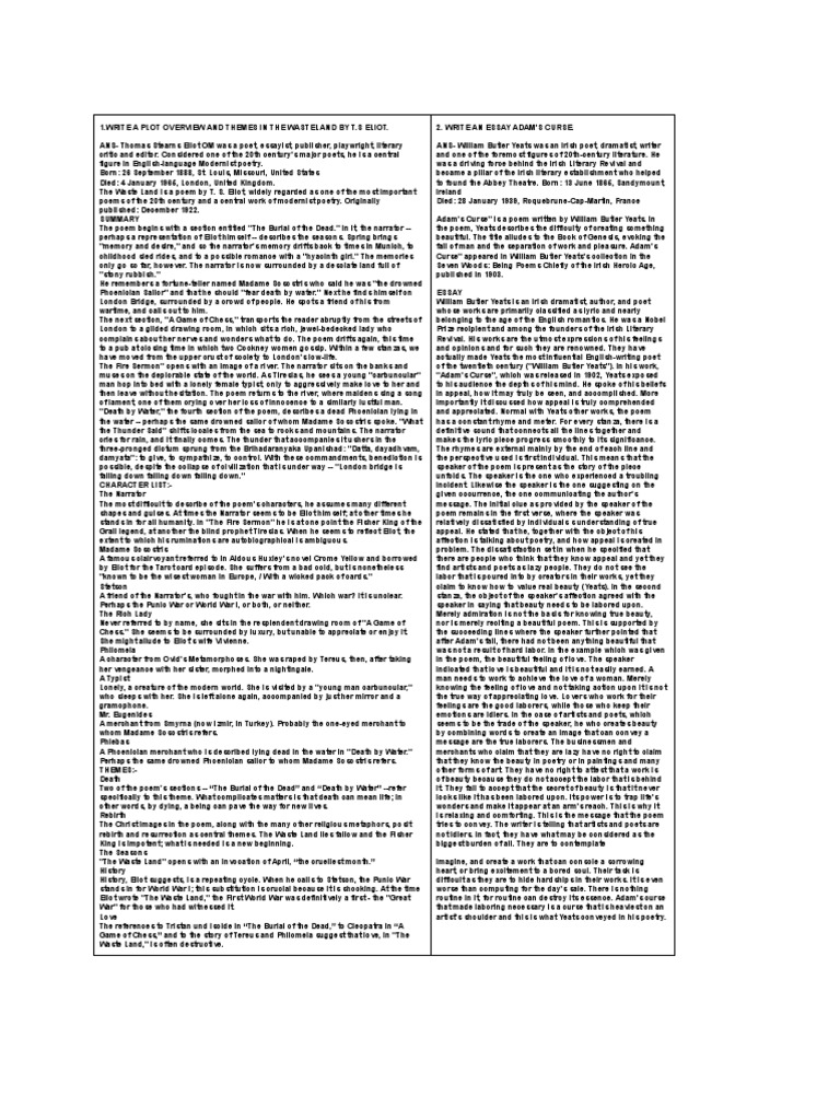 Cc10 p1 PDF | PDF | T. S. Eliot | W. B. Yeats