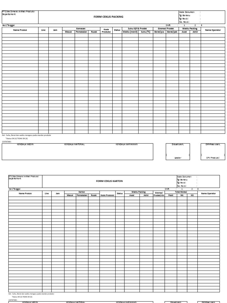 Form Ceklis Packing dan Pengiriman | PDF
