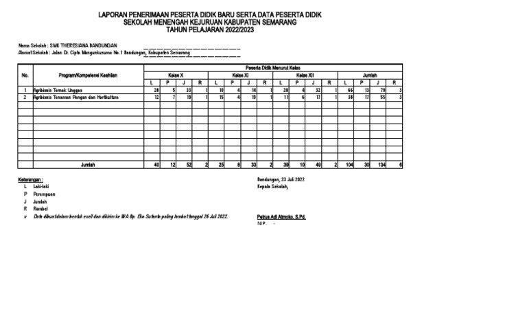 Form Laporan PPDB 2223 | PDF