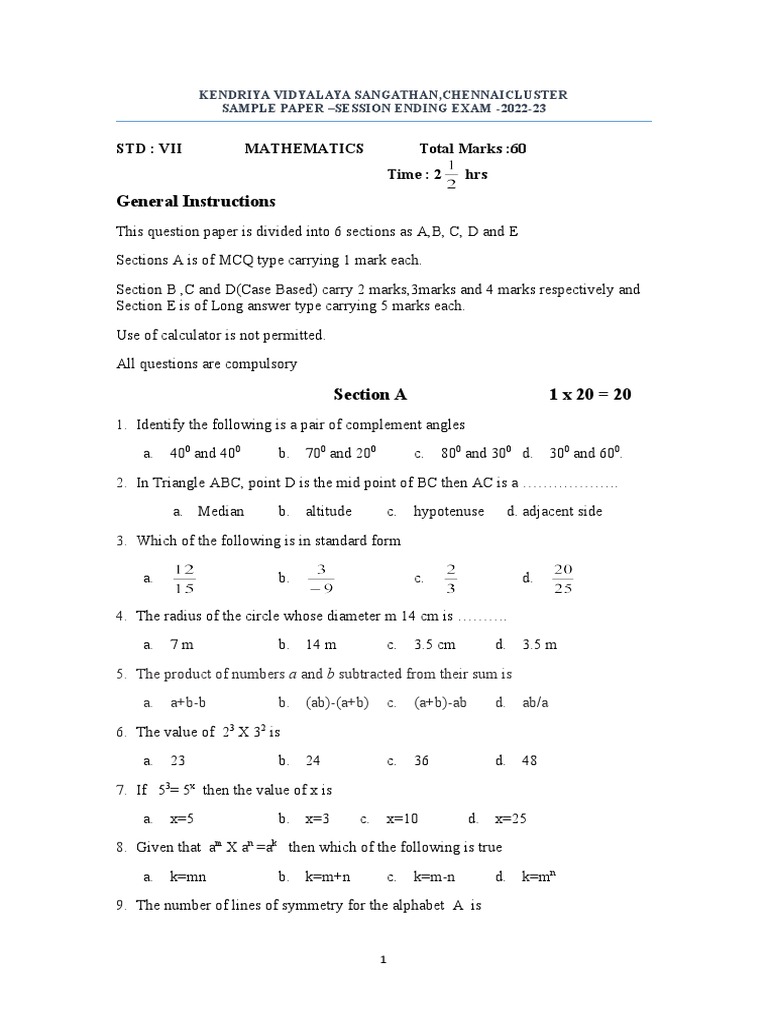 SSE Sample Question Paper | PDF | Triangle | Shape