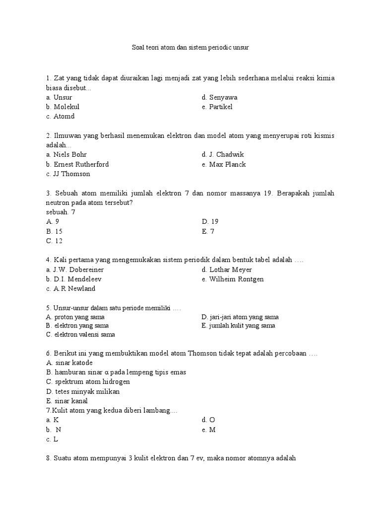 Kumpulan Soal Atom Dan Spu | PDF