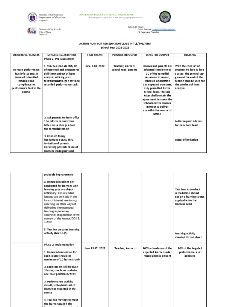 Action Plan Remedial | PDF | Teachers | Learning